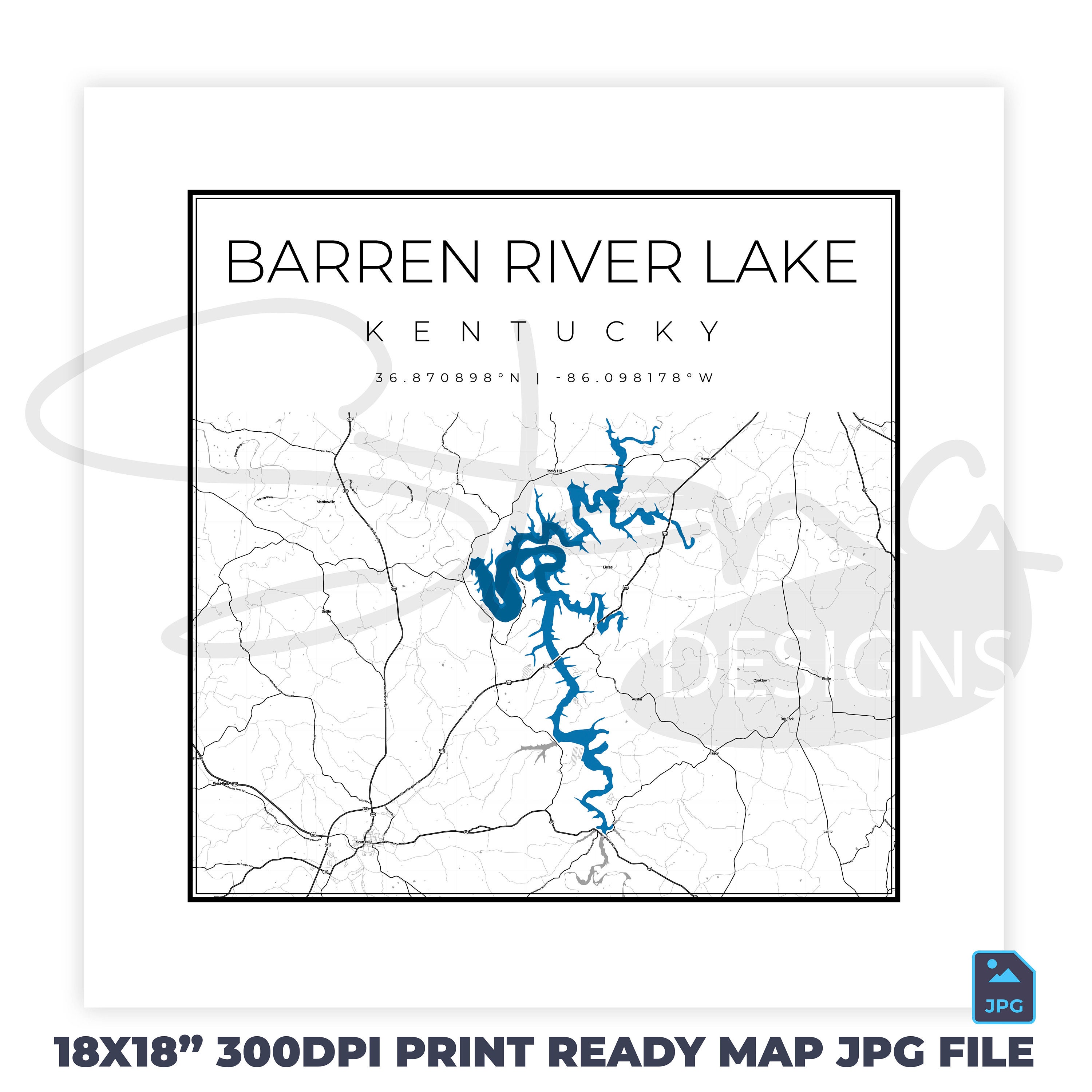 Barren River Lake KY Topographical Map Print Ready Wall - Etsy
