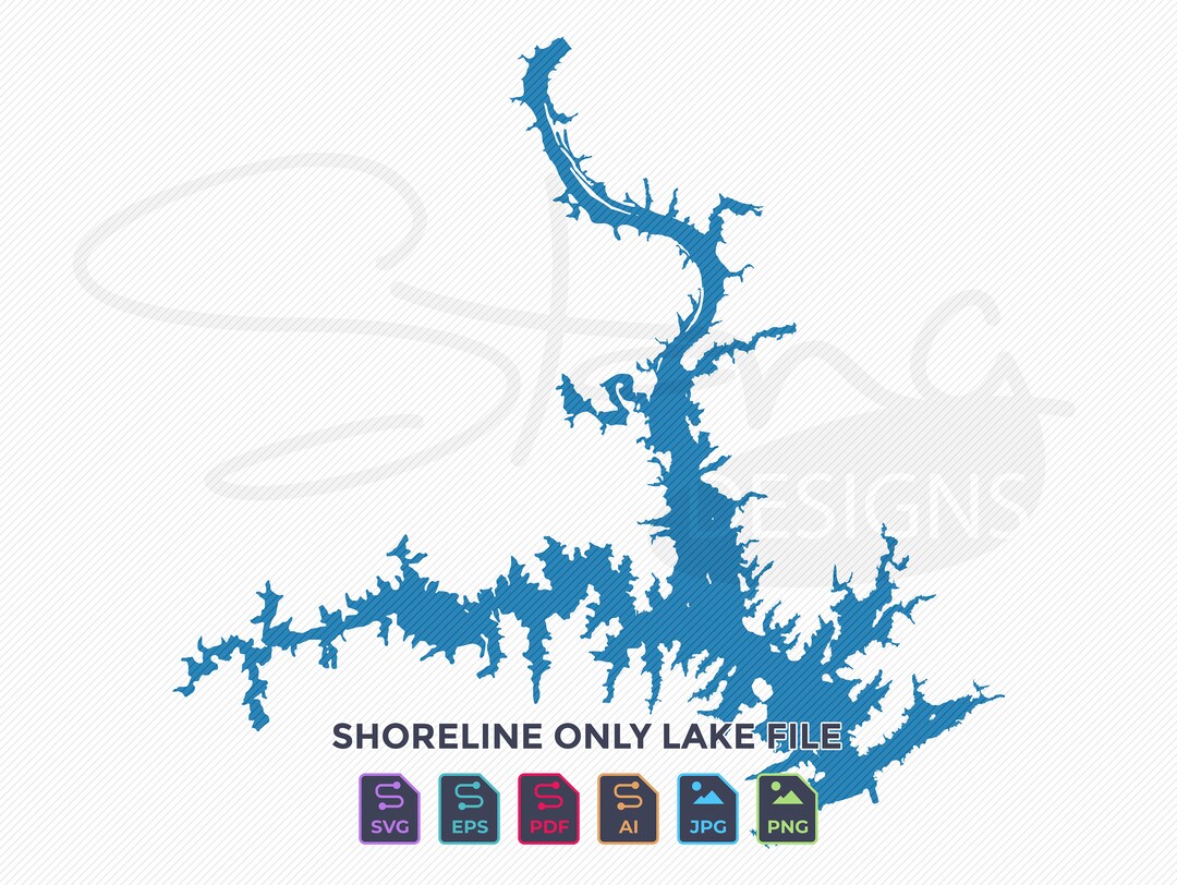 Lake Harding GA Shoreline Only Map | Single Layer | Svg Pdf Ai Eps Png ...