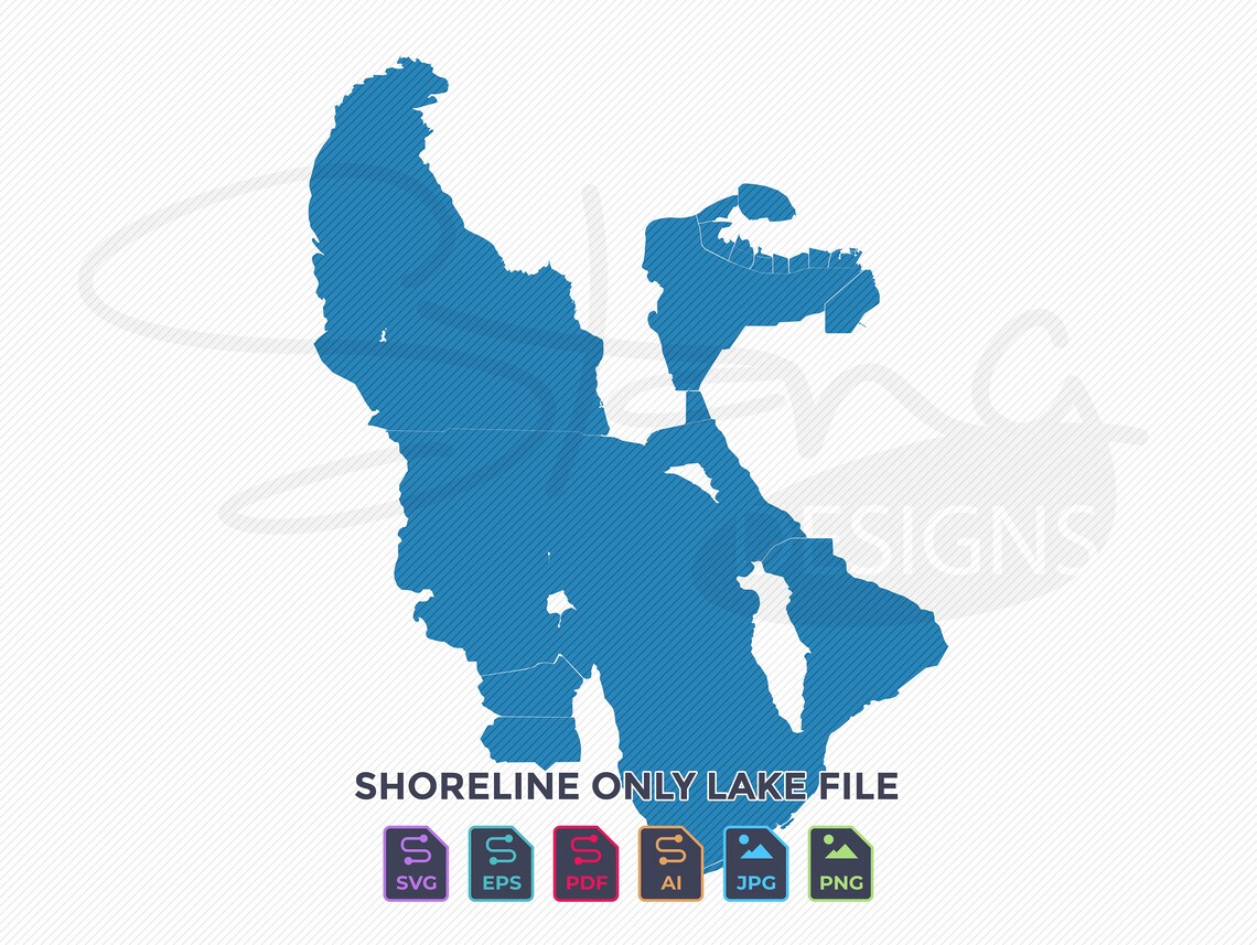 Great Salt Lake UT Shoreline Only Map Single Layer Svg Pdf - Etsy
