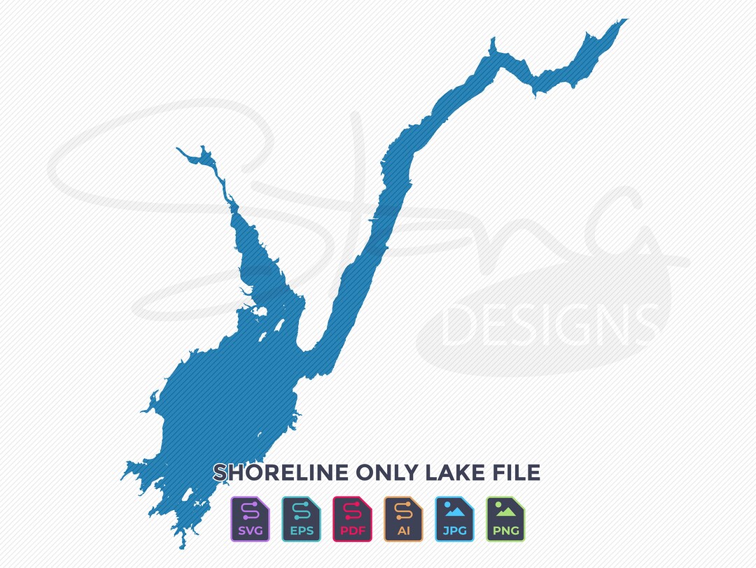Great Sacandaga Lake NY Shoreline Only Map | Single Layer | Svg Pdf Ai ...