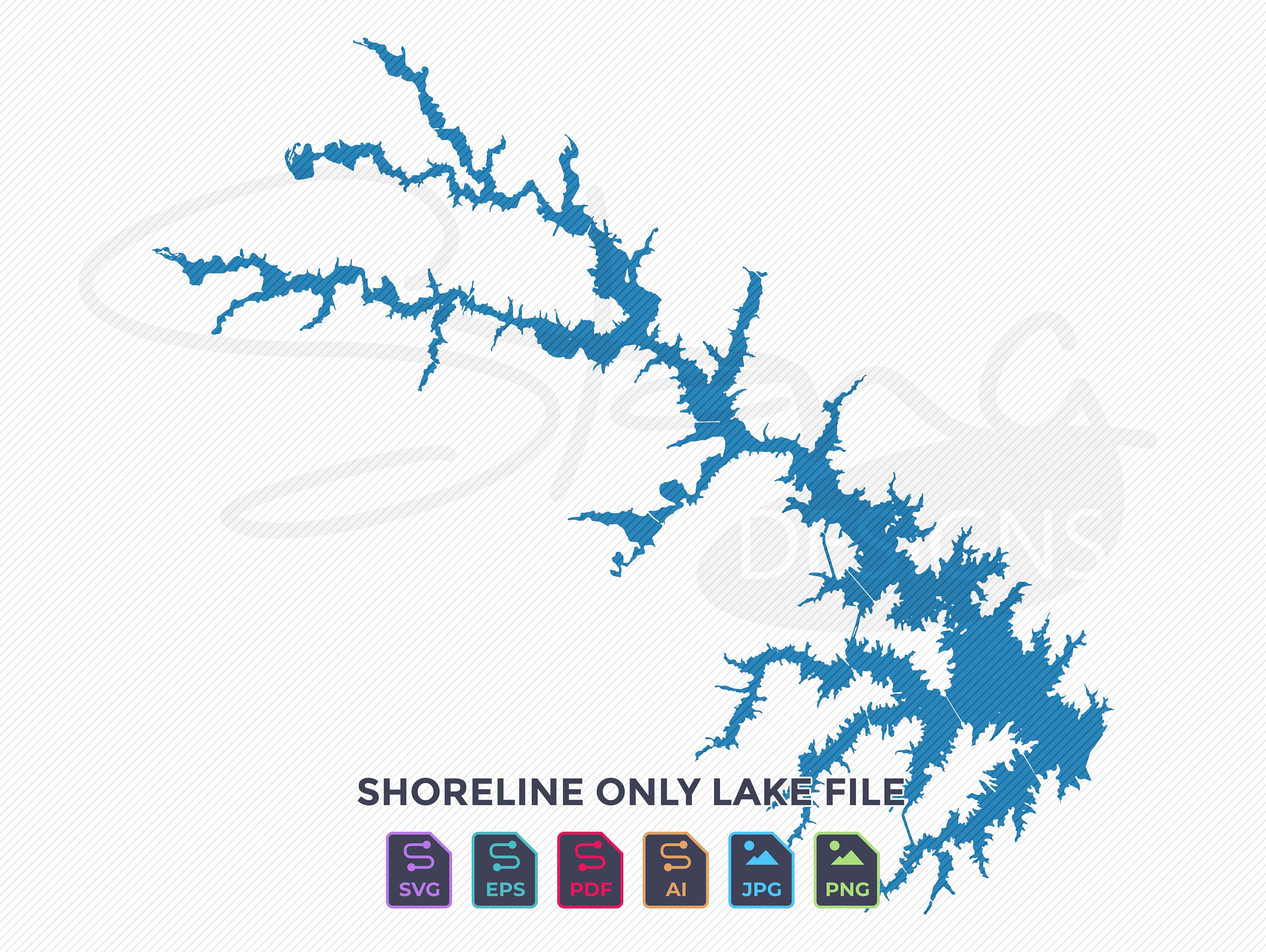 Lake Anna VA Shoreline Only Map | Single Layer | Svg Pdf Ai Eps Png Jpg ...