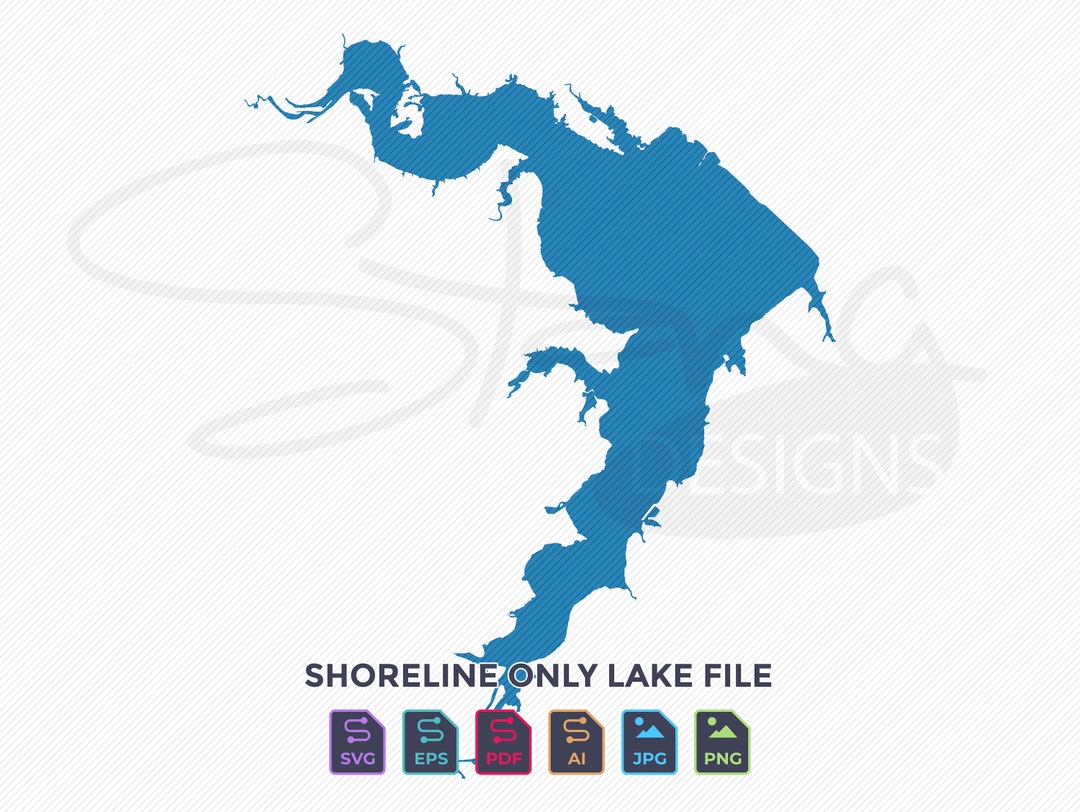 Lake Waco TX Shoreline Only Map | Single Layer | Svg Pdf Ai Eps Png Jpg ...