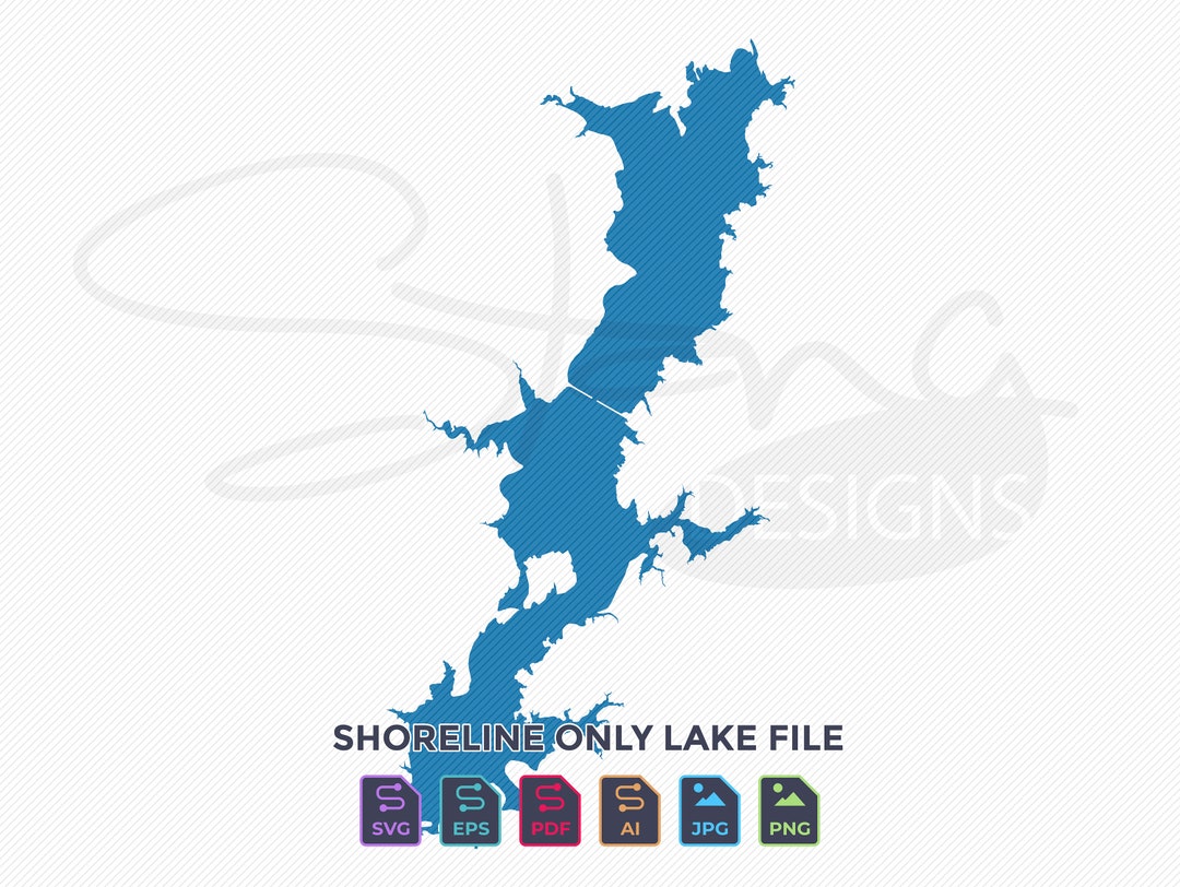 Oologah Lake OK Shoreline Only Map | Single Layer | Svg Pdf Ai Eps Png ...