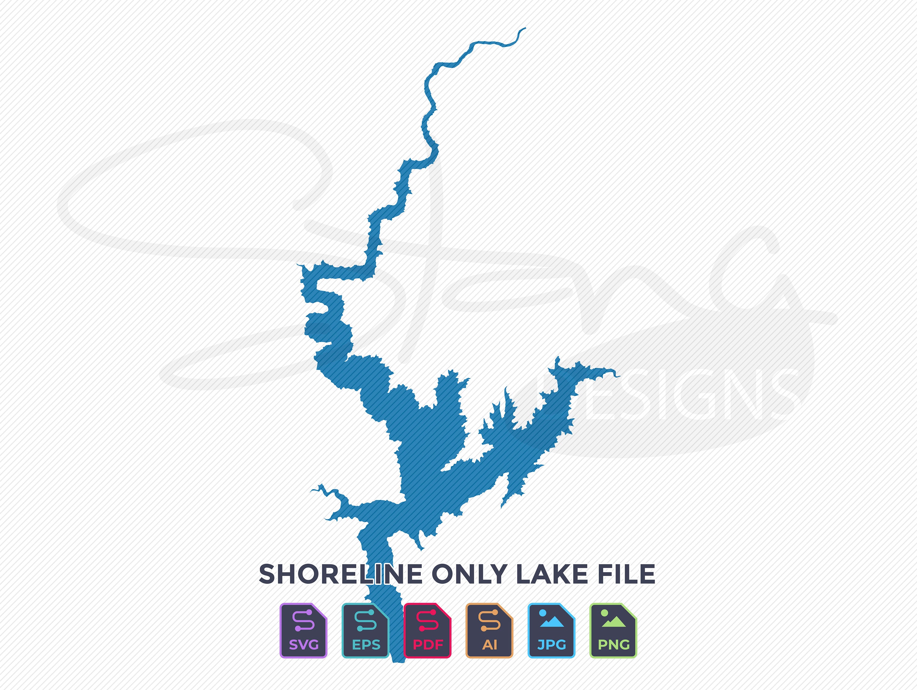 Bullards Bar Reservoir CA Shoreline Only Map | Single Layer | Svg Pdf ...