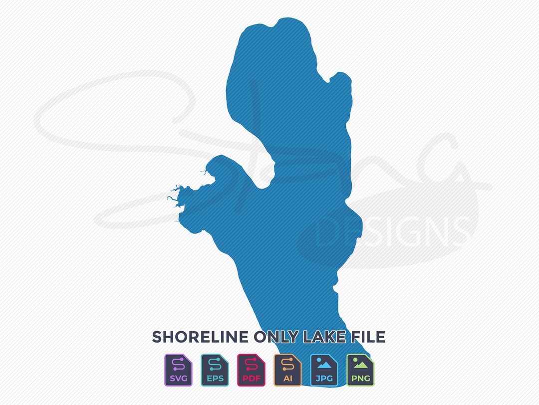 Burt Lake MI Shoreline Only Map | Single Layer | Svg Pdf Ai Eps Png Jpg ...