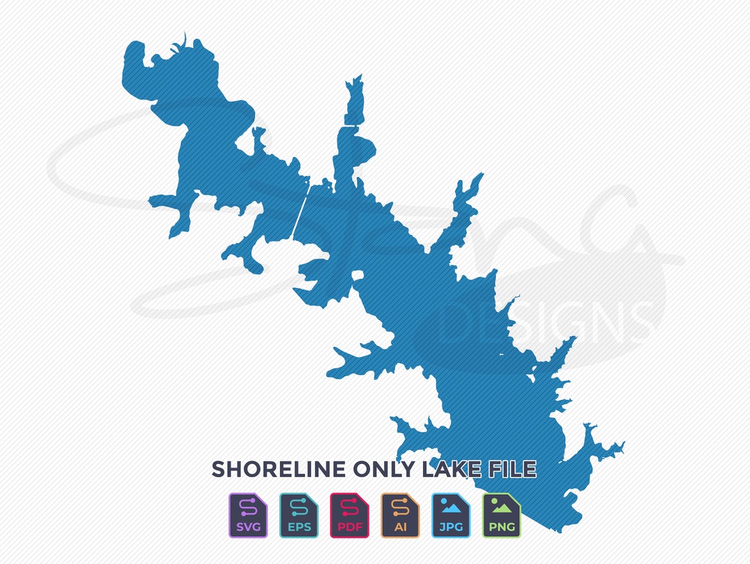 Waurika Lake Ok Shoreline Only Map Single Layer Svg Pdf Ai Eps Png Cricut Glowforge Laser Etsy