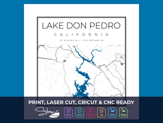 Don Pedro Reservoir CA Topographical Map Print Ready Wall - Etsy