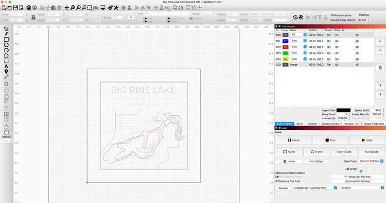 Big Pine Lake Crosslake, MN Topographical Map | Print Ready Wall Decor ...
