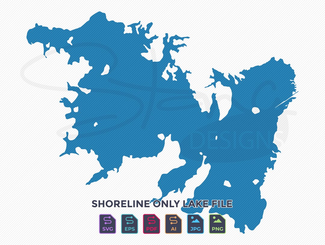 Turlock Lake CA Shoreline Only Map | Single Layer | Svg Pdf Ai Eps Png ...