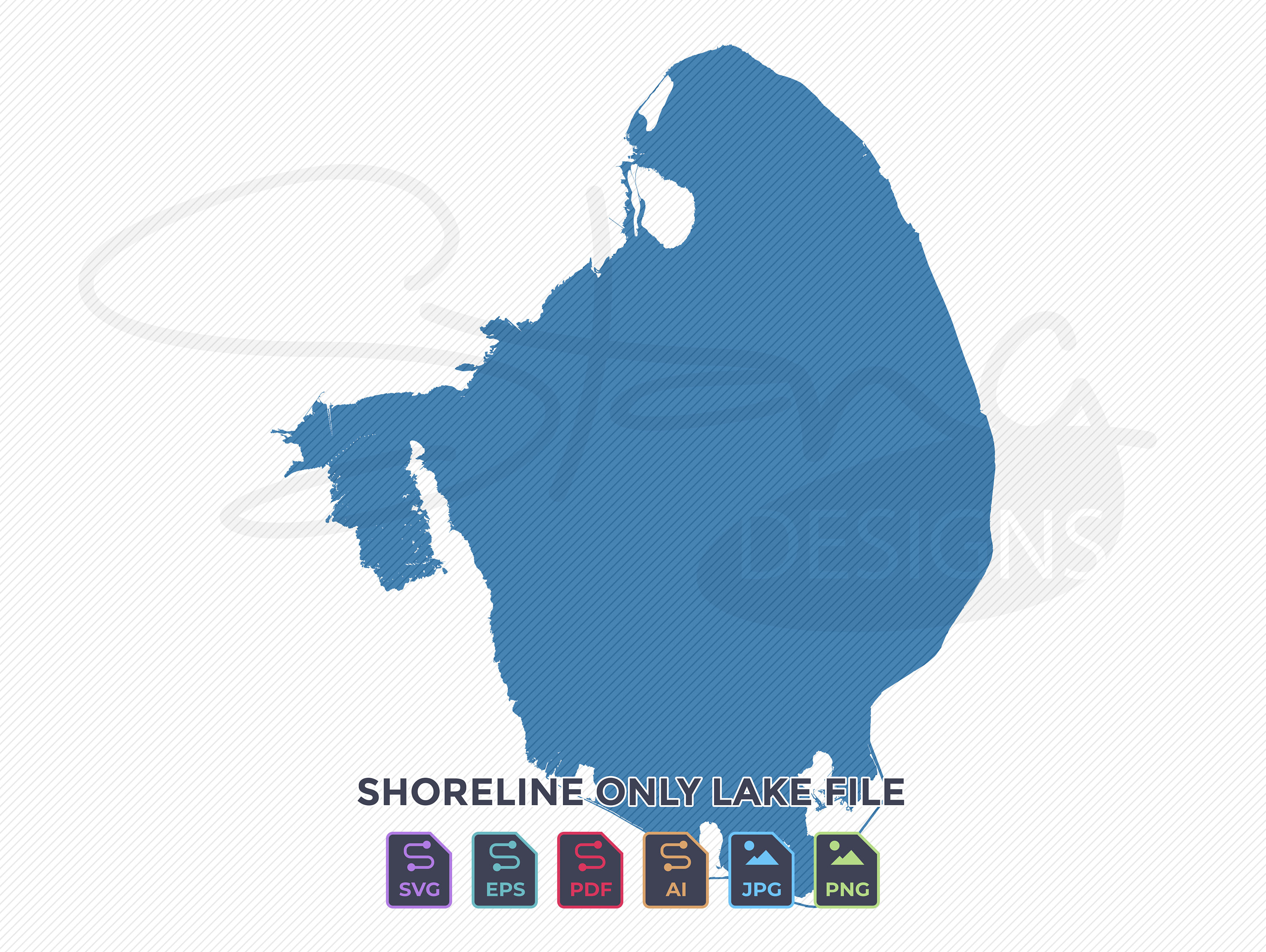Lake Okeechobee FL Shoreline Only Map Single Layer Svg Pdf Ai Eps Png ...