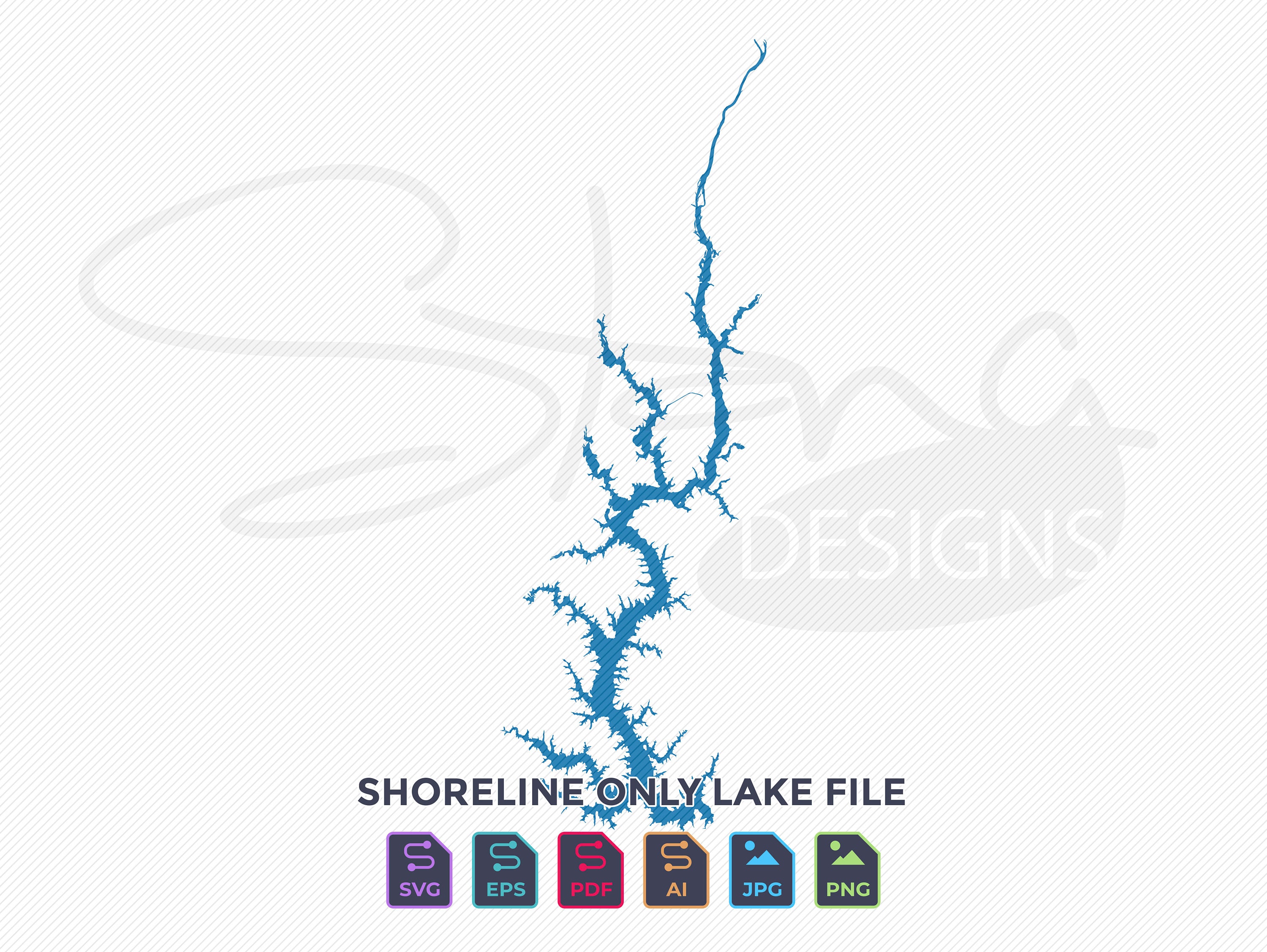 Lake Wylie NC Shoreline Only Map Single Layer Svg Pdf Ai - Etsy