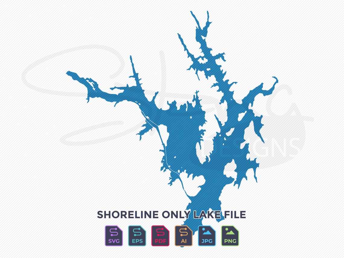 Badin Lake NC Shoreline Only Map Single Layer Svg Pdf Ai Eps Png Jpg ...