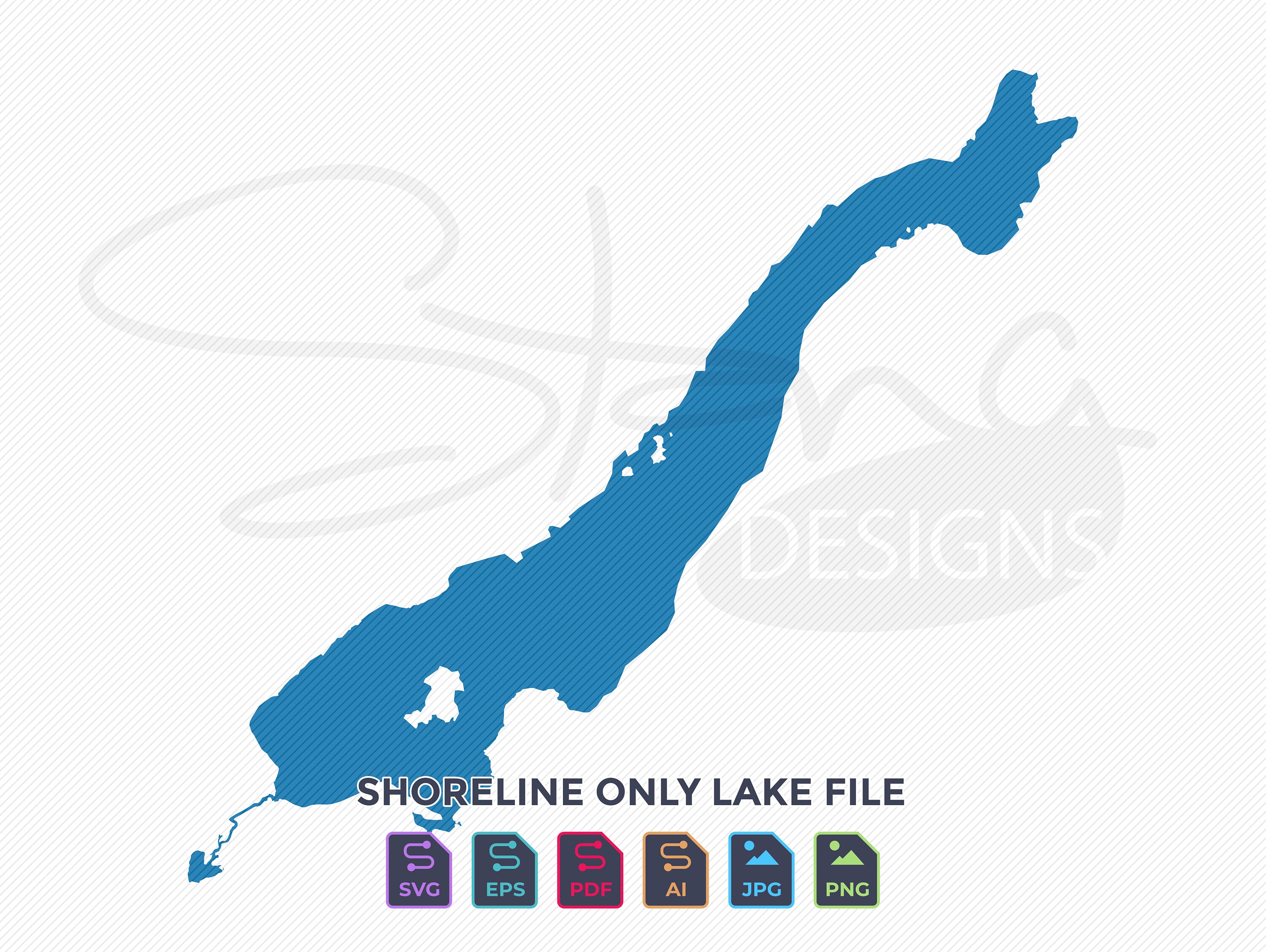 Sprague Lake WA Shoreline Only Map Single Layer Svg Pdf Ai Eps Png Jpg ...