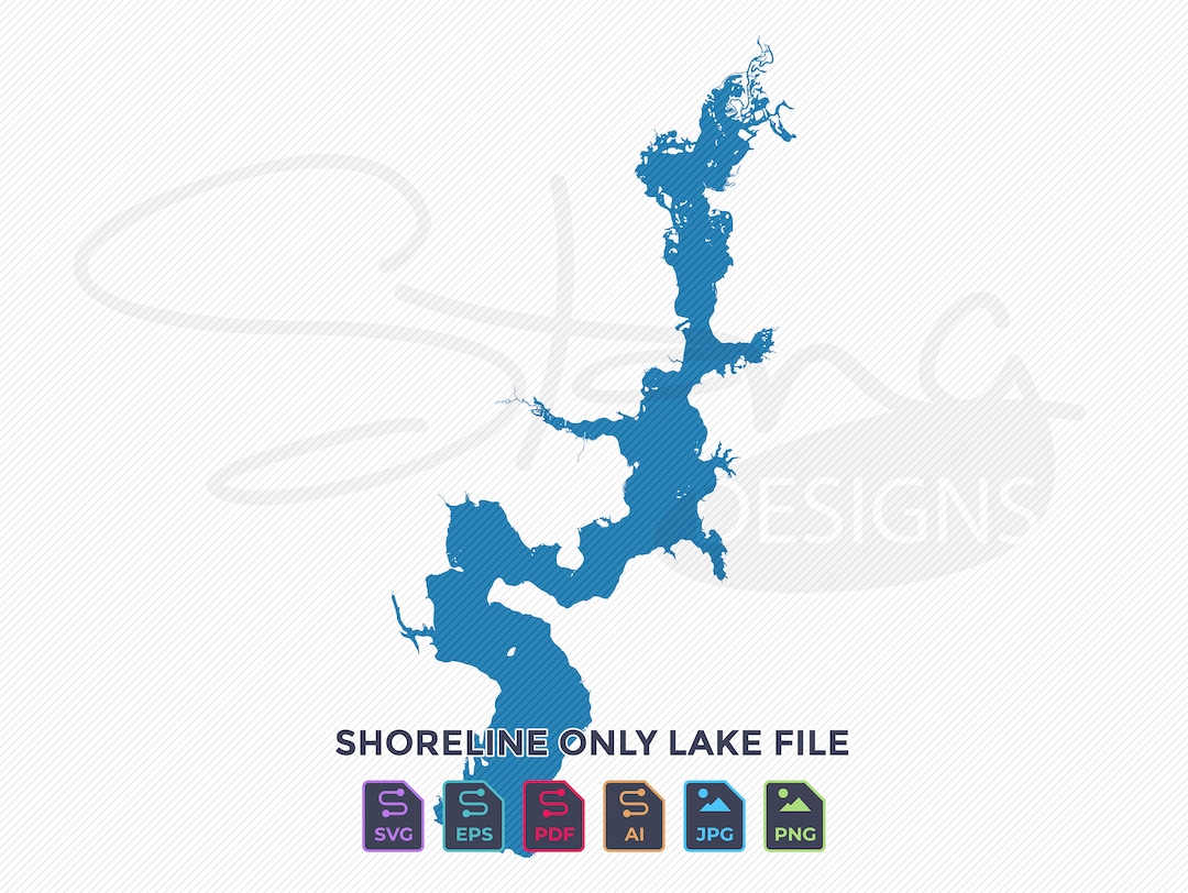 Lake Bistineau LA Shoreline Only Map | Single Layer | Svg Pdf Ai Eps ...