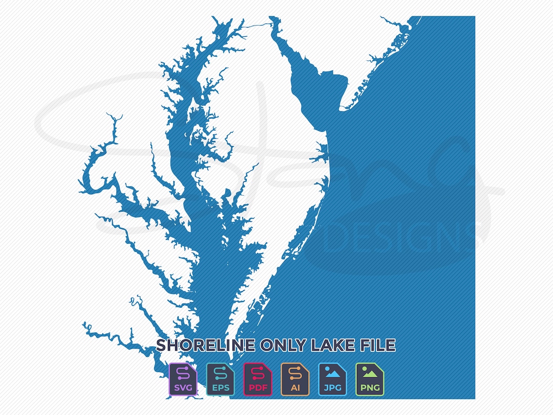 Chesapeake Bay Shoreline Only Map | Single Layer | Svg Pdf Ai Eps Png ...