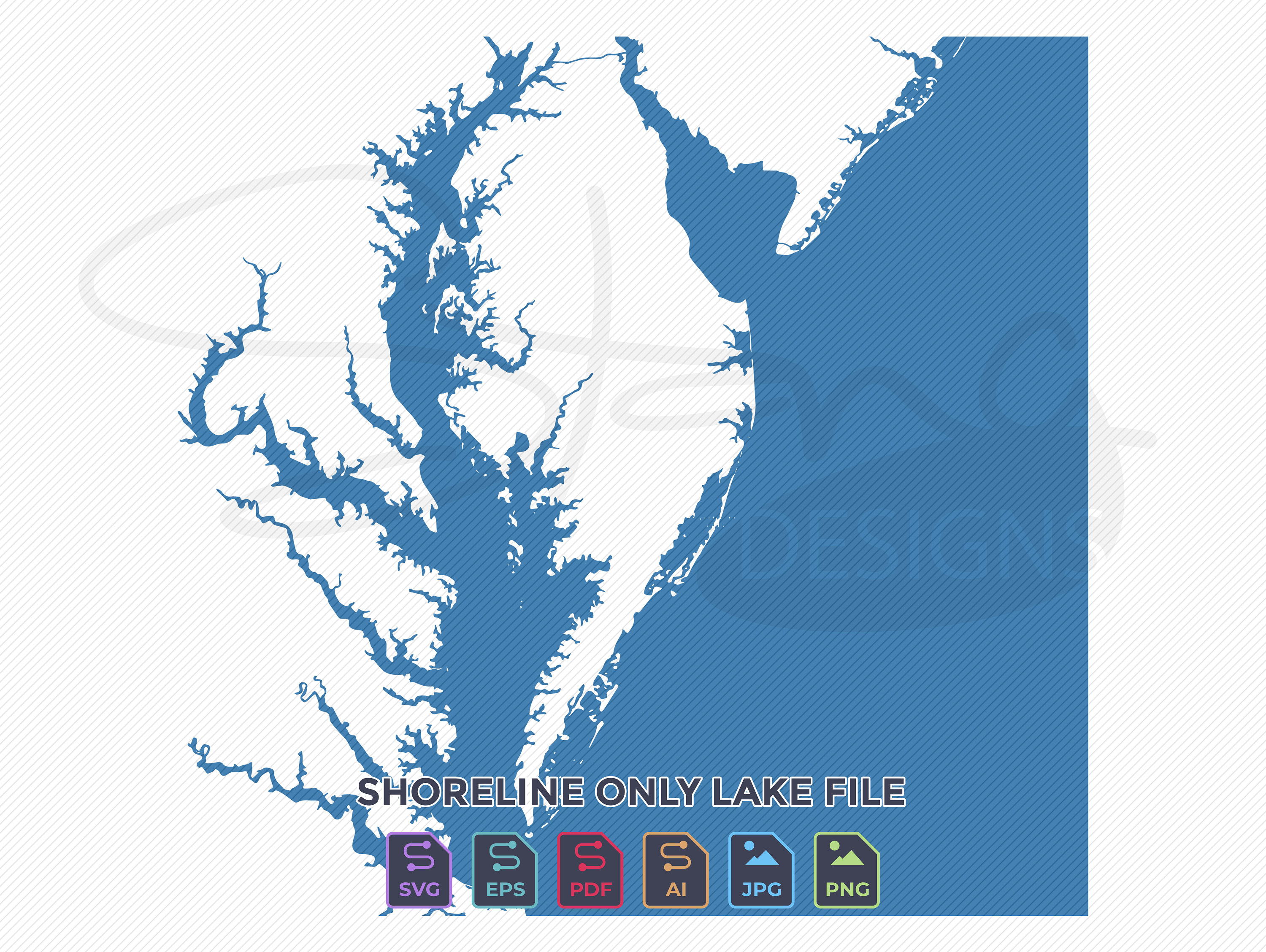 Chesapeake Bay Shoreline Only Map | Single Layer | Svg Pdf Ai Eps Png ...