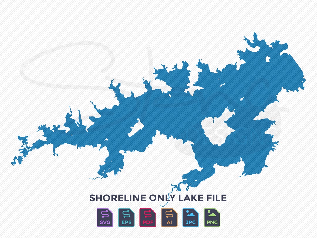 Lake Kickapoo TX Shoreline Only Map | Single Layer | Svg Pdf Ai Eps Png ...