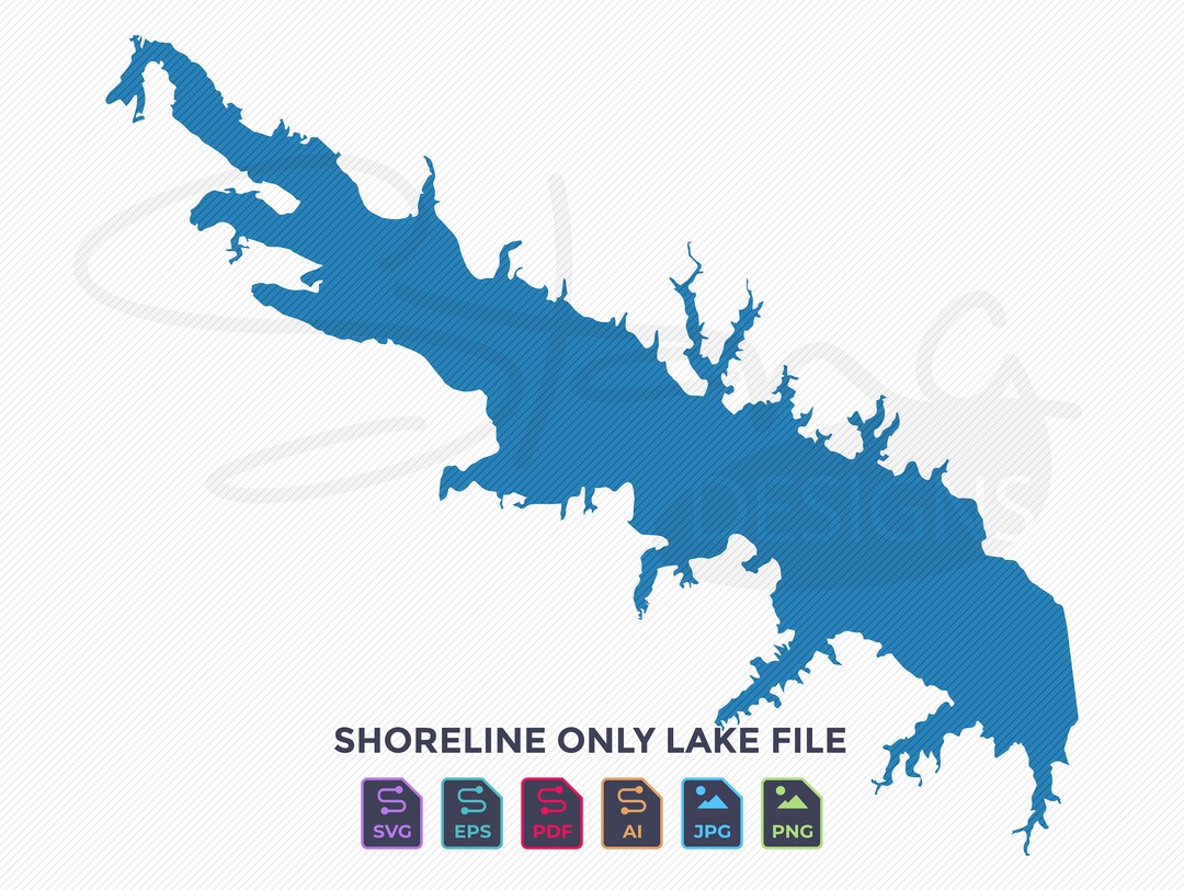 Grapevine Lake TX Shoreline Only Map | Single Layer | Svg Pdf Ai Eps ...