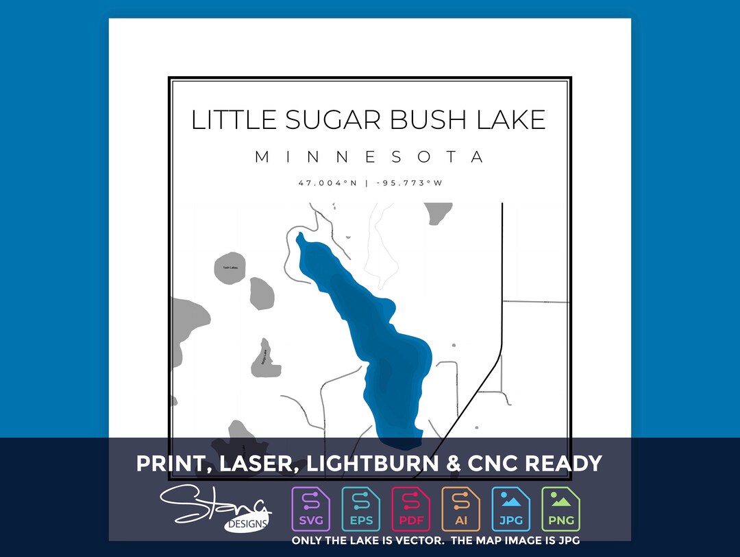 Little Sugar Bush Lake MN Topographical Map | Print Ready Wall Decor ...