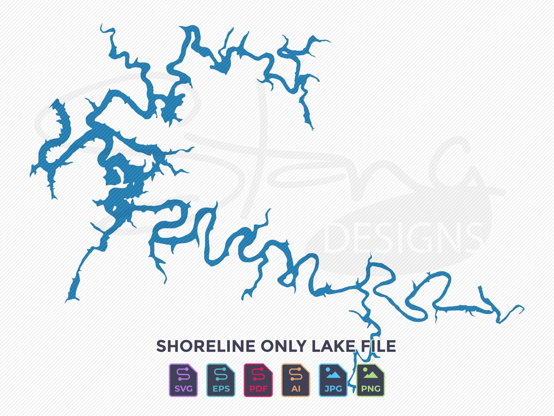 Rough River Lake KY Shoreline Only Map | Single Layer | Svg Pdf Ai Eps ...
