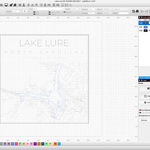 Lake Lure NC Shoreline Only Map | Single Layer | Svg Pdf Ai Eps Png Jpg ...
