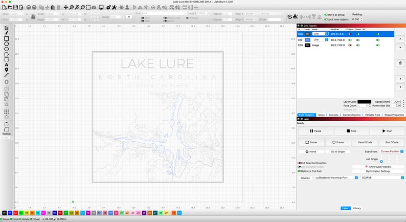 Lake Lure NC Shoreline Only Map | Single Layer | Svg Pdf Ai Eps Png Jpg ...
