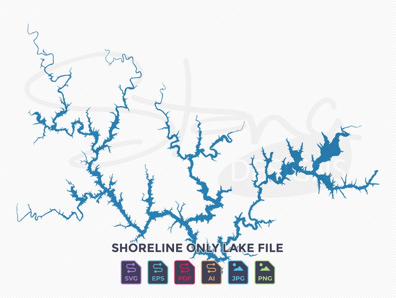 Lewis Smith Lake AL Shoreline Only Map | Single Layer | Svg Pdf Ai Eps ...