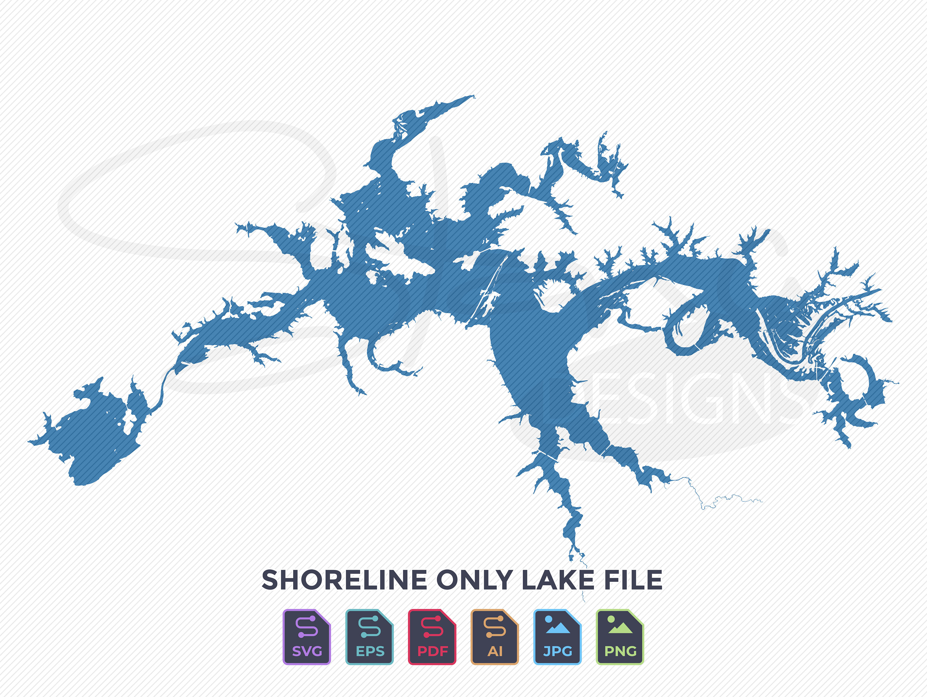 Weiss Lake AL Shoreline Only Map | Single Layer | Svg Pdf Ai Eps Png ...