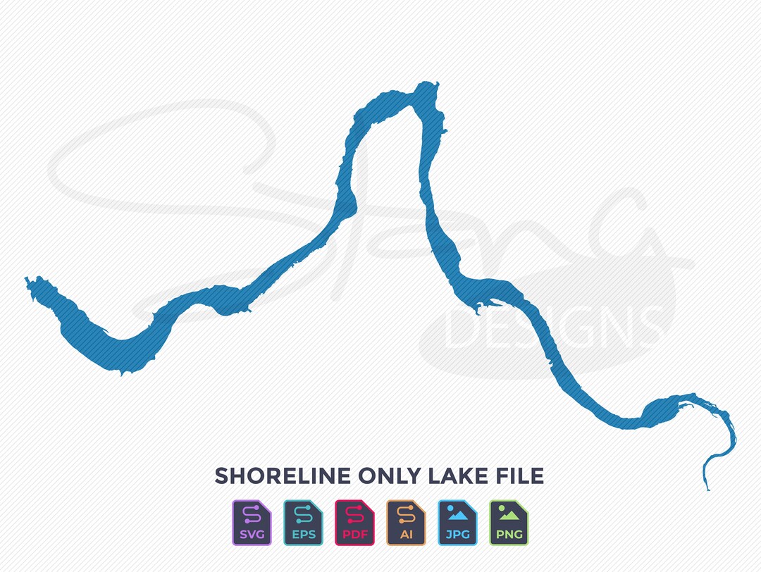 Lake Spokane WA Shoreline Only Map | Single Layer | Svg Pdf Ai Eps Png ...