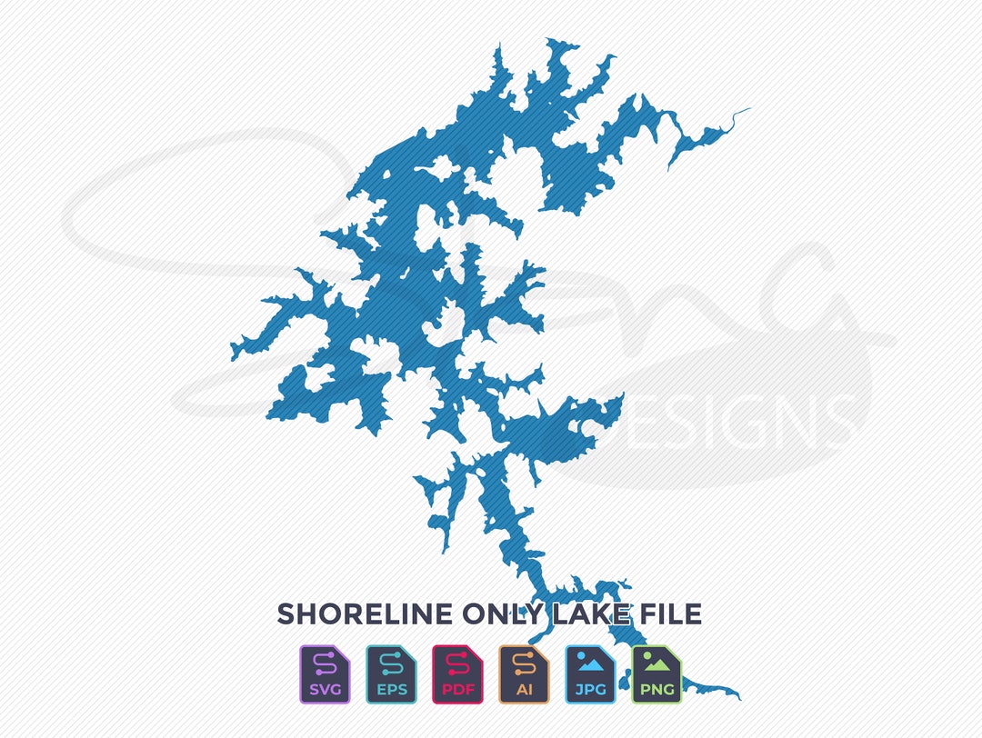 Chatuge Lake TN Shoreline Only Map | Single Layer | Svg Pdf Ai Eps Png ...