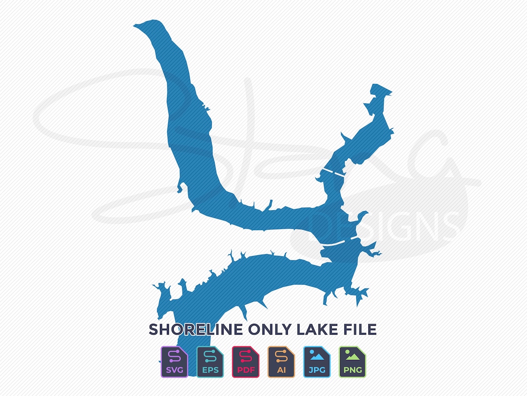 Kaw Lake OK Shoreline Only Map | Single Layer | Svg Pdf Ai Eps Png Jpg ...