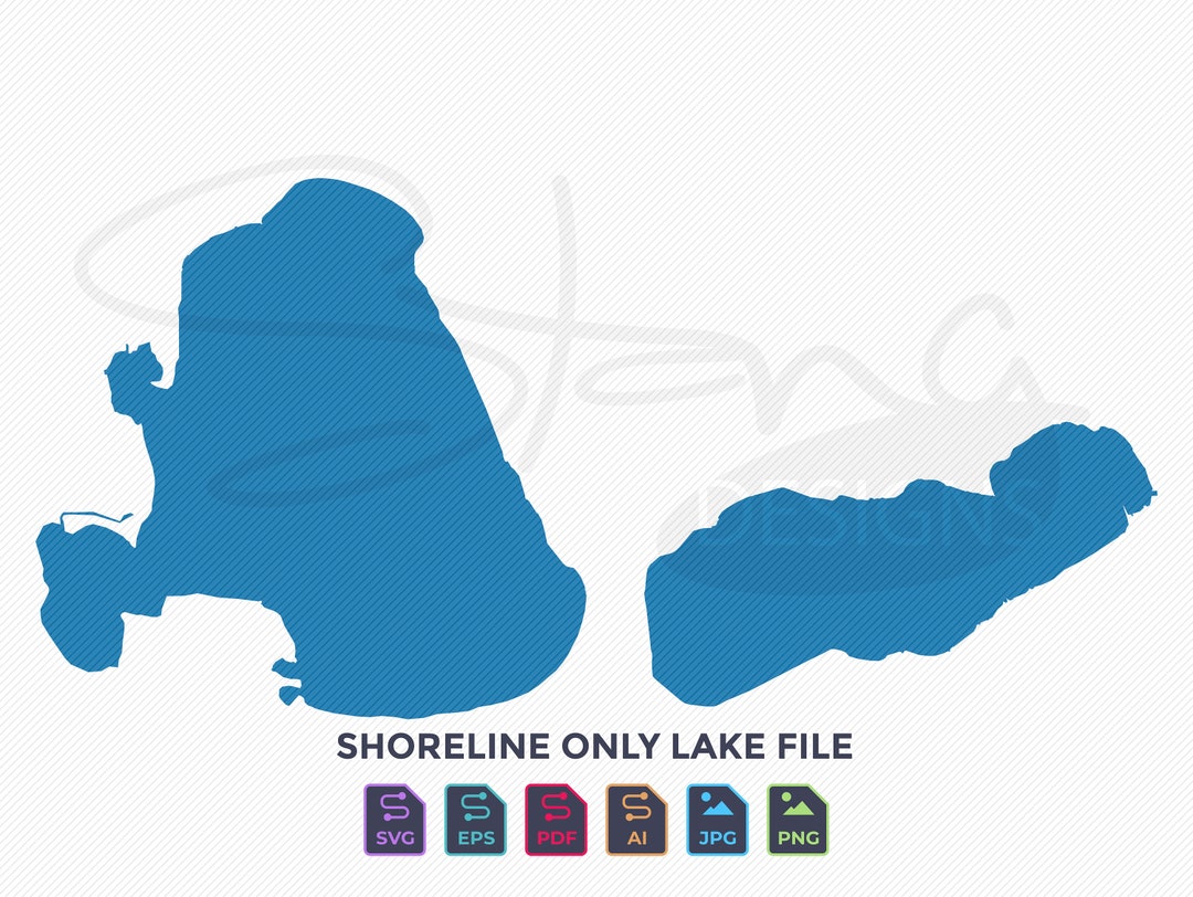Lake Mitchell Lake Cadillac MI Shoreline Only Map Single Layer Svg Pdf ...