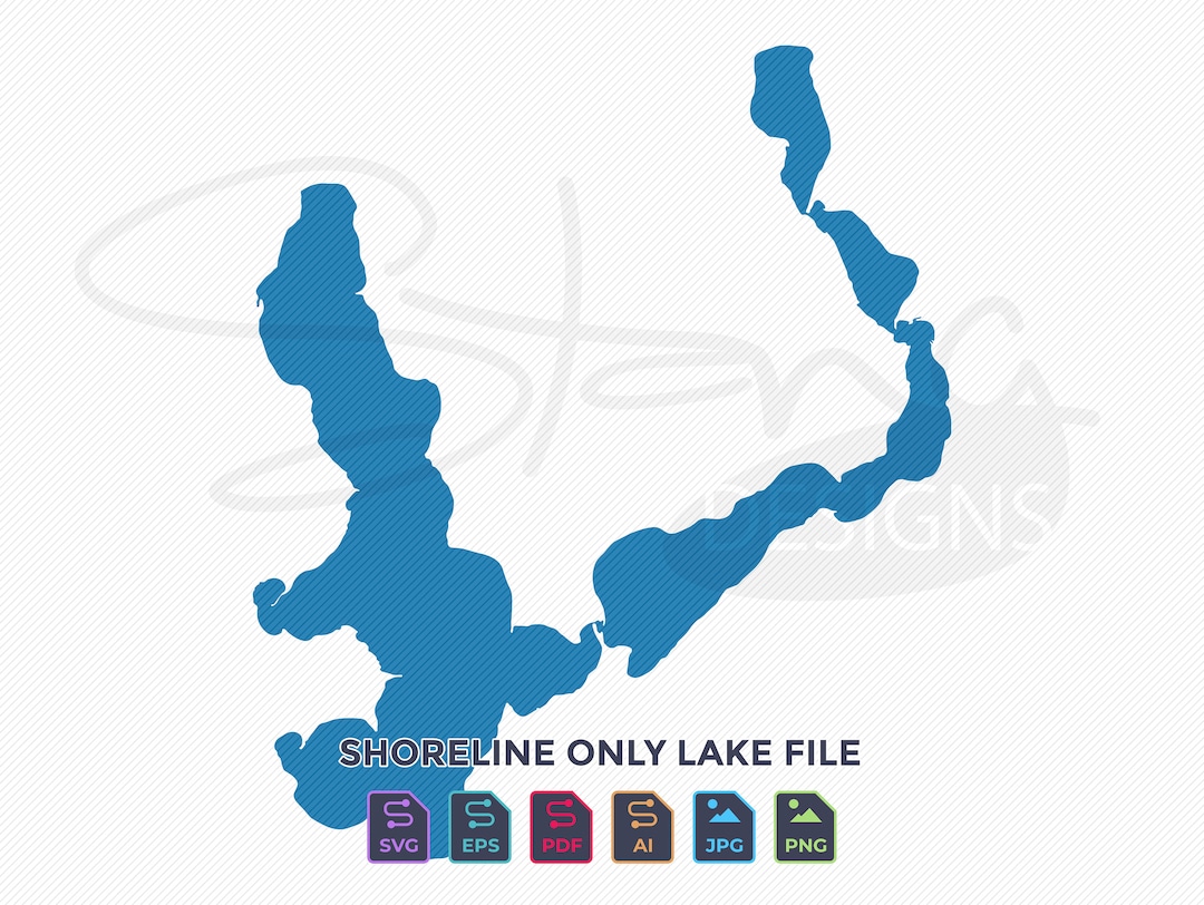 Lake Okoboji IA Shoreline Only Map | Single Layer | Svg Pdf Ai Eps Png ...