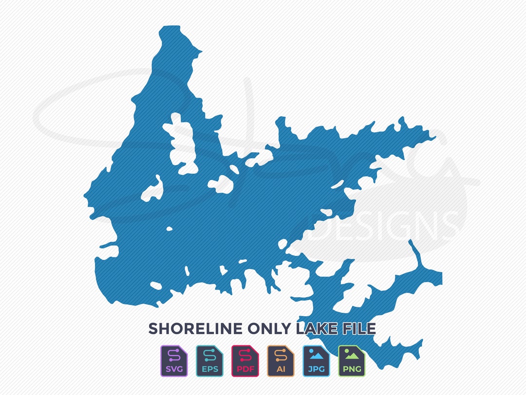 Modesto Reservoir CA Shoreline Only Map | Single Layer | Svg Pdf Ai Eps ...