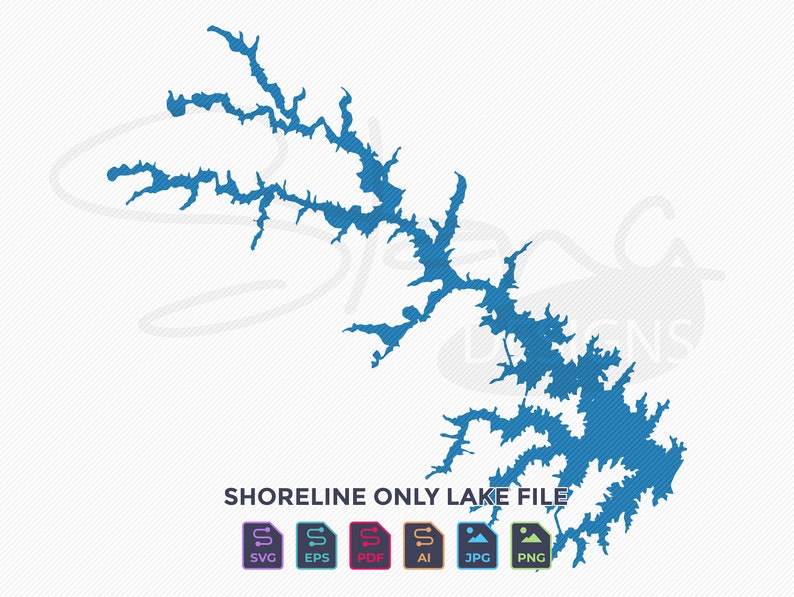 Lake Anna VA Shoreline Only Map Single Layer Svg Pdf Ai - Etsy