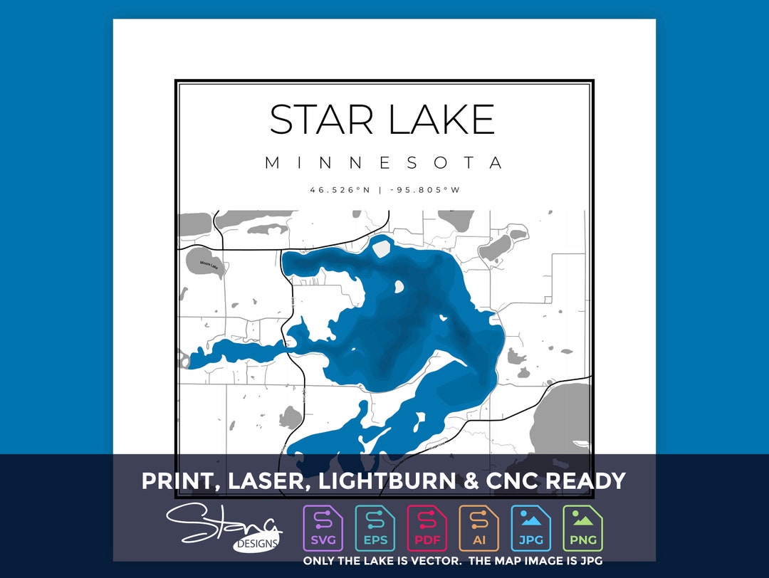 Star Lake MN Topographical Map | Print Ready Wall Decor | Multiple ...