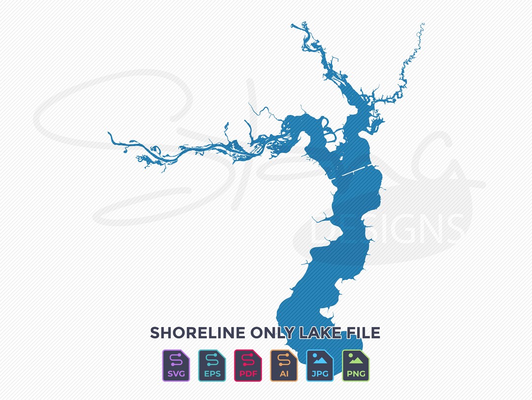 Lake Houston TX Shoreline Only Map | Single Layer | Svg Pdf Ai Eps Png ...