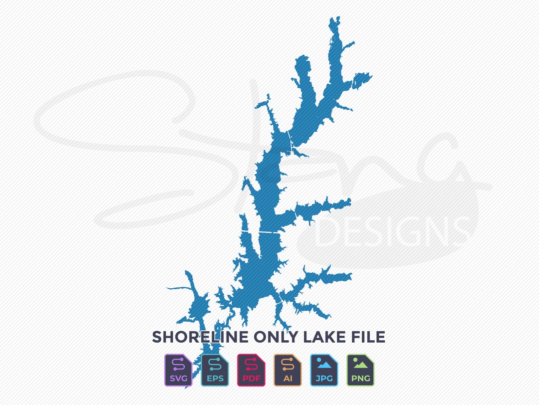 Jordan Lake NC Shoreline Only Map | Single Layer | Svg Pdf Ai Eps Png ...
