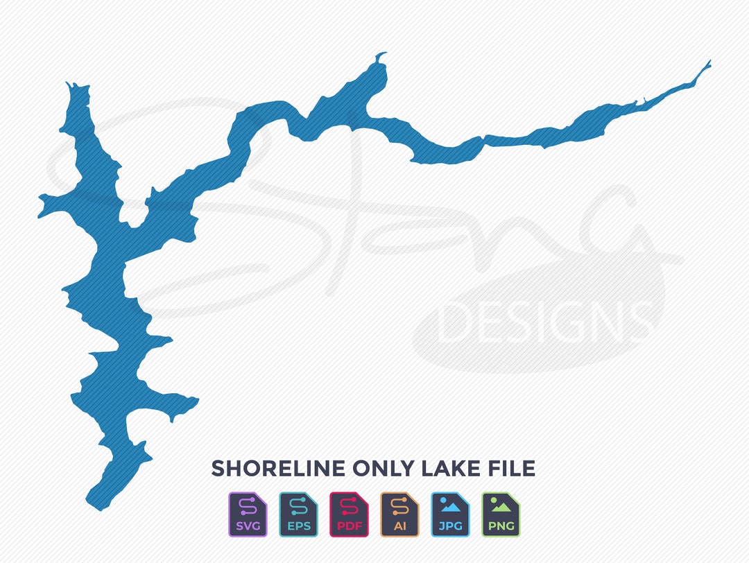Iron Gate Reservoir CA Shoreline Only Map | Single Layer | Svg Pdf Ai ...