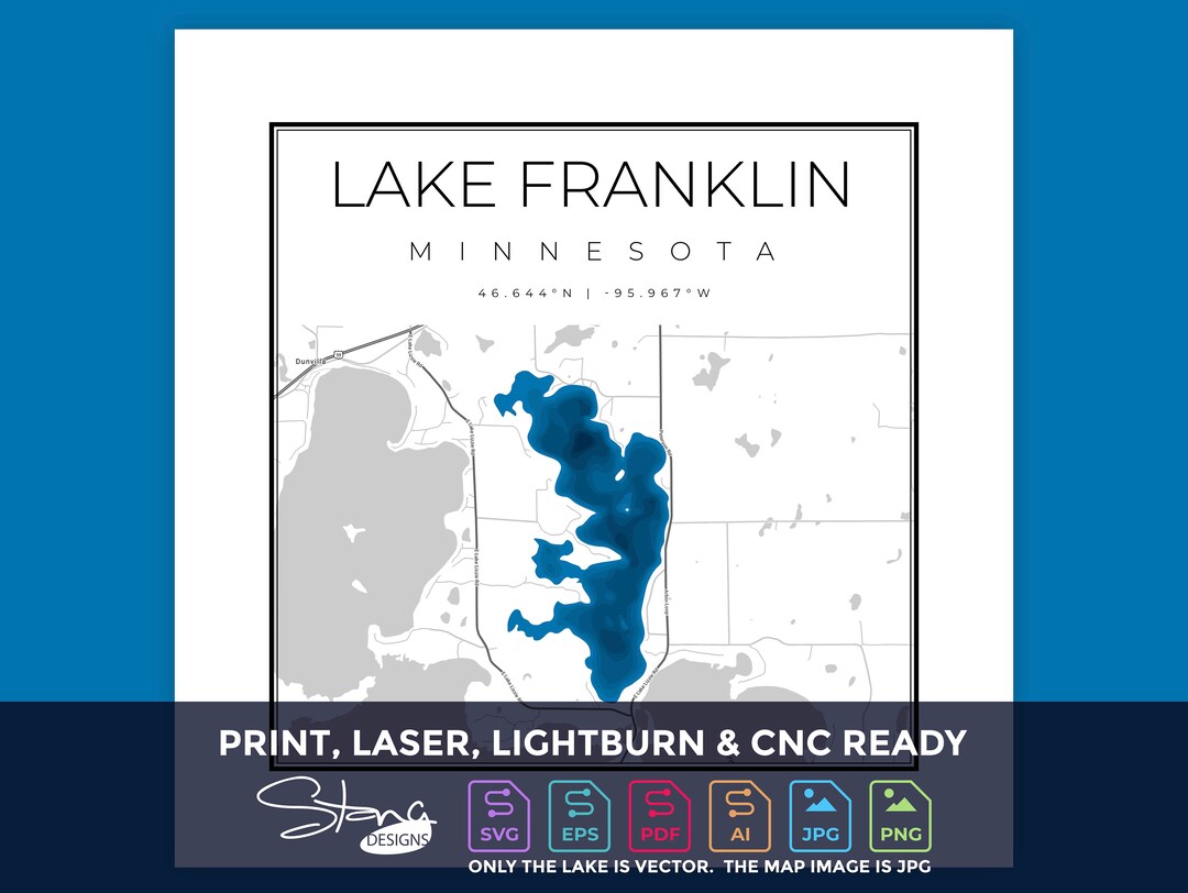 Lake Franklin Mn Topographical Map Print Ready Wall Decor Multiple