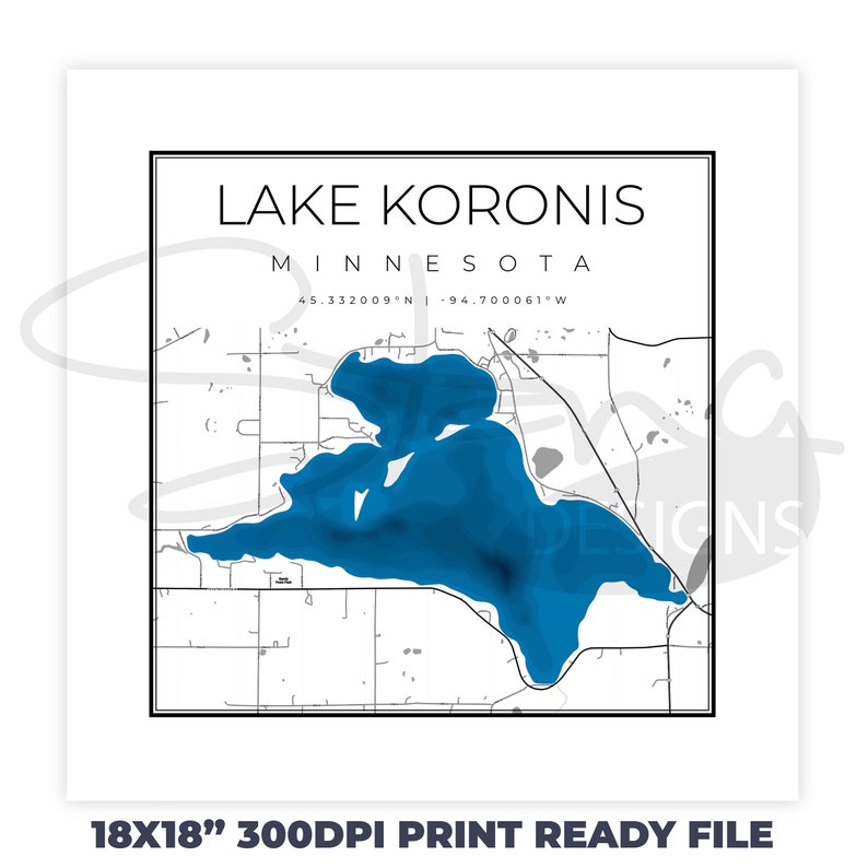 Lake Koronis MN Topographical Map Print Ready Wall Decor - Etsy