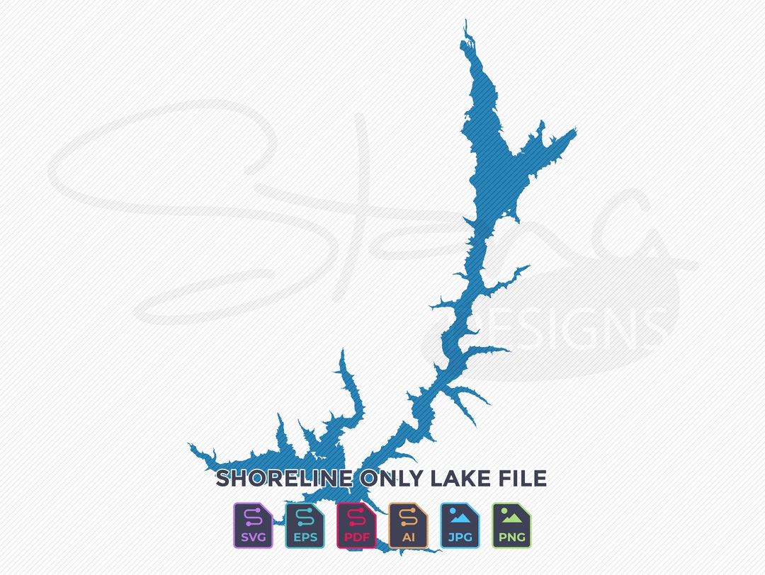 Trinity Lake CA Shoreline Only Map | Single Layer | Svg Pdf Ai Eps Png ...