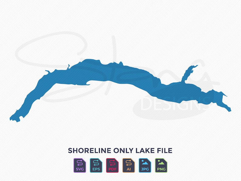 Lake Merwin WA Shoreline Only Map | Single Layer | Svg Pdf Ai Eps Png ...