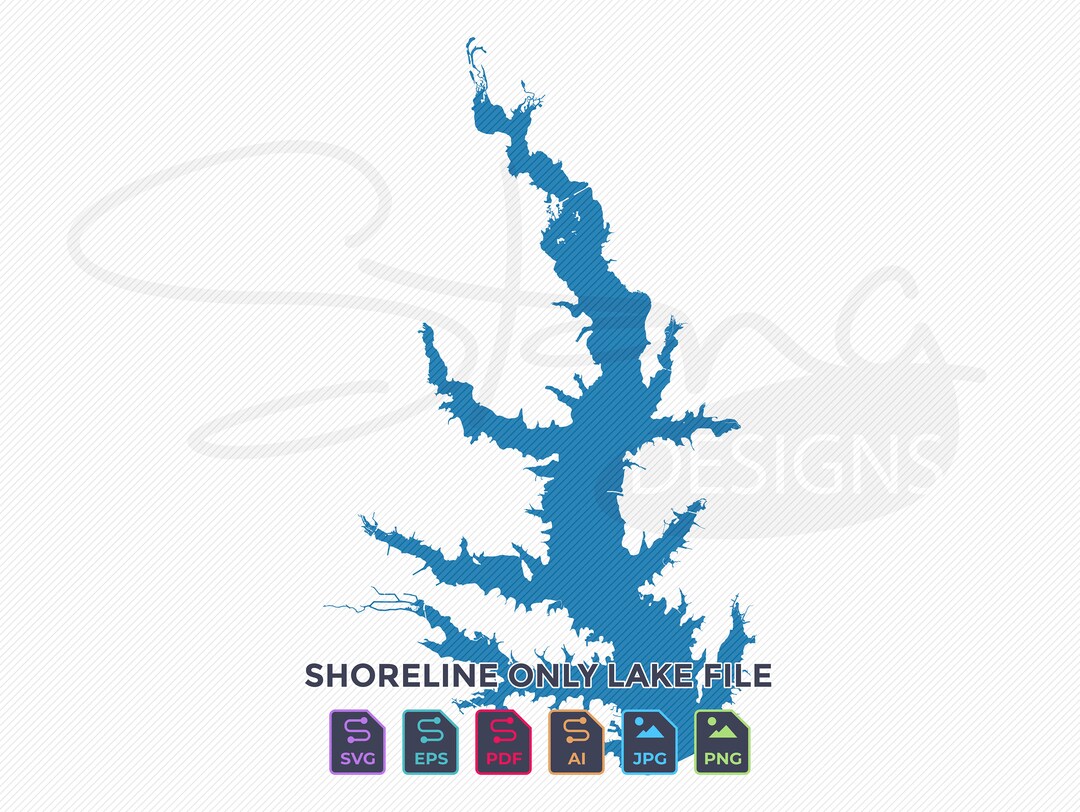 Lake Conroe TX Shoreline Only Map | Single Layer | Svg Pdf Ai Eps Png ...