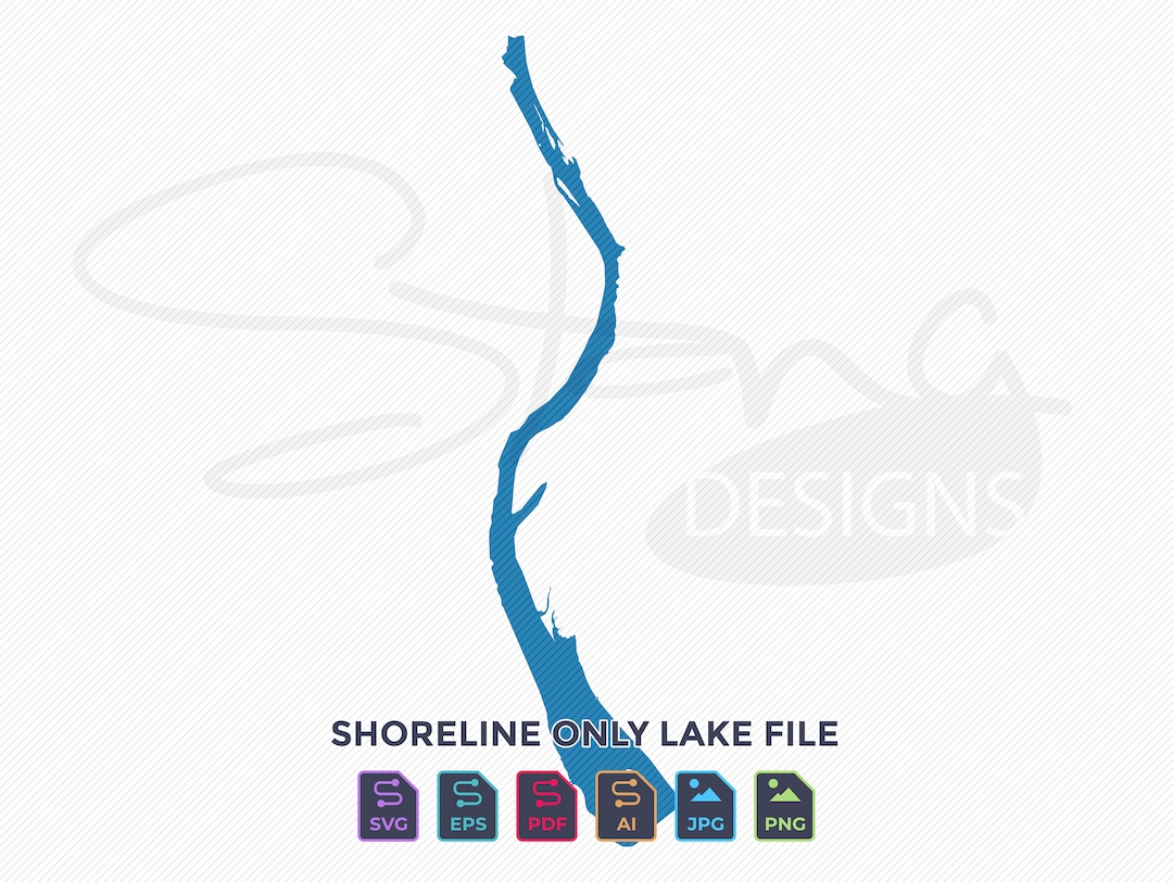 Priest Rapids Lake WA Shoreline Only Map | Single Layer | Svg Pdf Ai ...