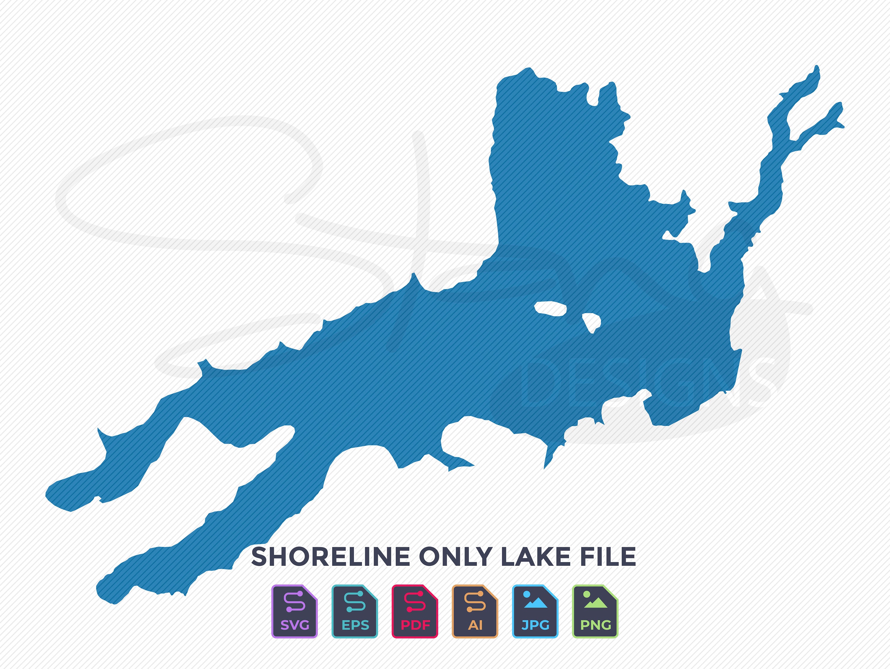 Stampede Reservoir CA Shoreline Only Map | Single Layer | Svg Pdf Ai ...