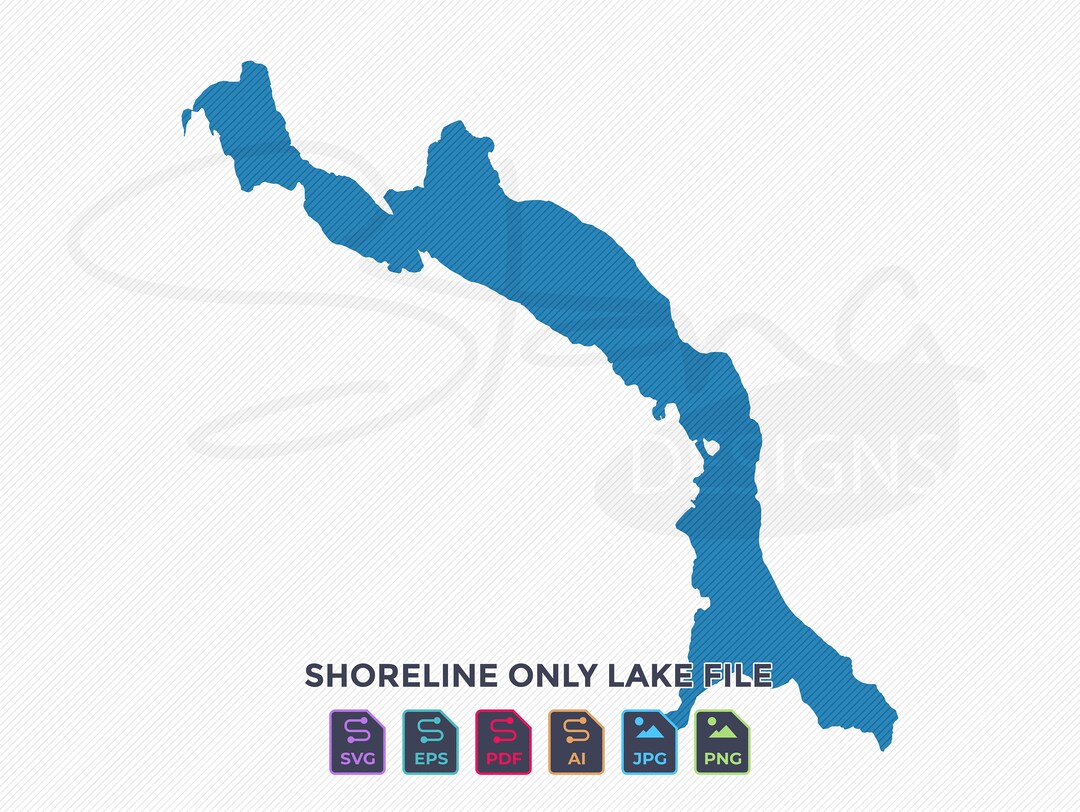 Lake Whatcom WA Shoreline Only Map Single Layer Svg Pdf Ai Eps Png Jpg ...