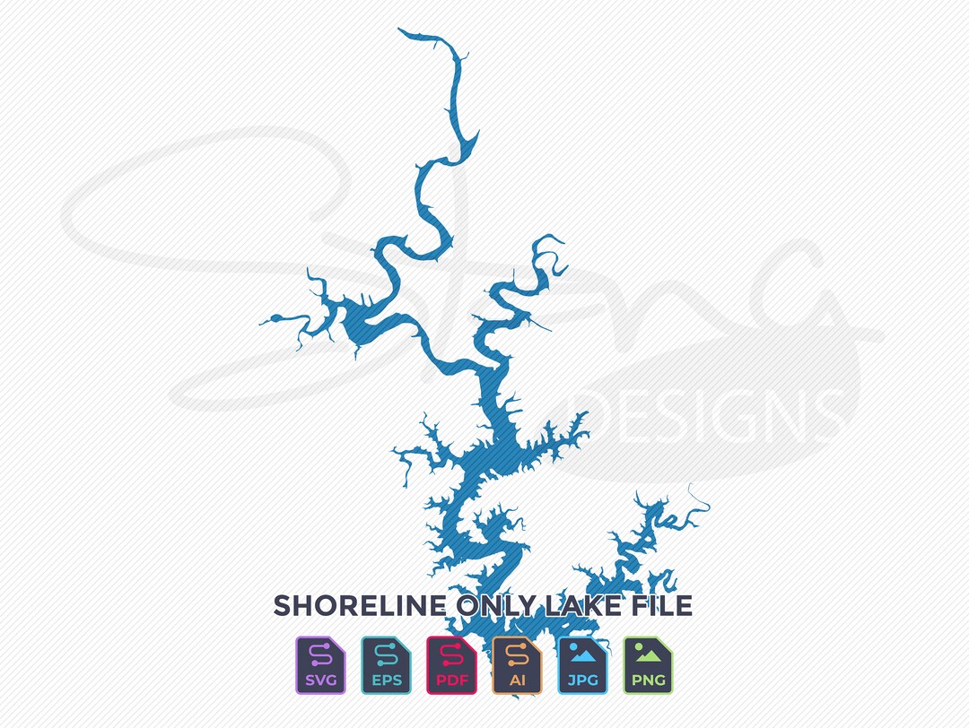 Norfork Lake AR Shoreline Only Map | Single Layer | Svg Pdf Ai Eps Png ...