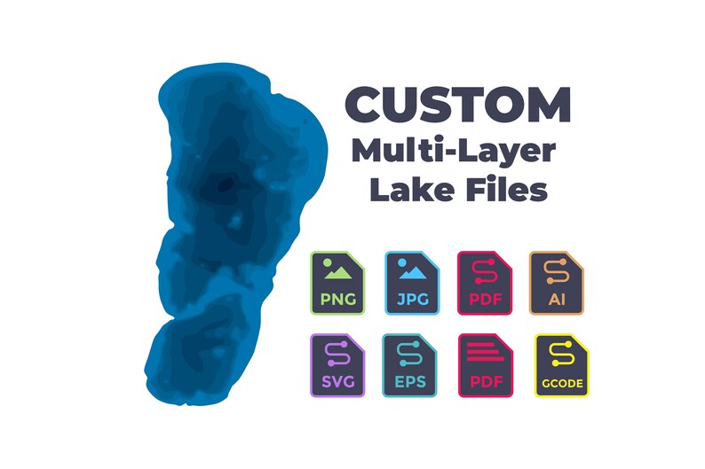 Custom Topographical Bathymetric Lake Map | Layered Shoreline, Laser ...