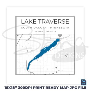 Lake Traverse SD MN Topographical Map | Print Ready Wall Decor ...